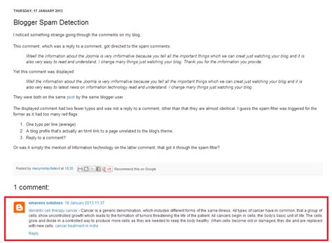 musings on information technology a view from the trenches blogger comment spam detection