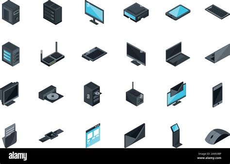 Technology Hardware Device Computer Icons Set Vector Illustration Isometric Stock Vector Image
