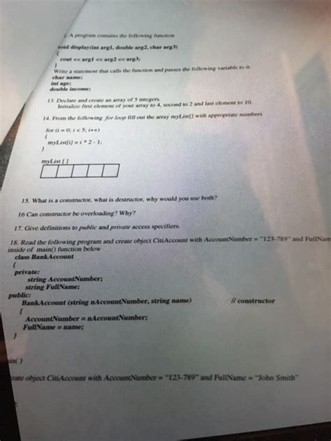 Solved A Program Contains The Following Function Void