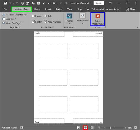 Handout Master View In Powerpoint For Windows