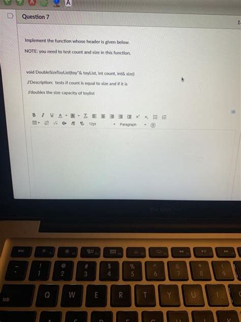 Solved Question 7 1 Implement The Function Whose Header Is