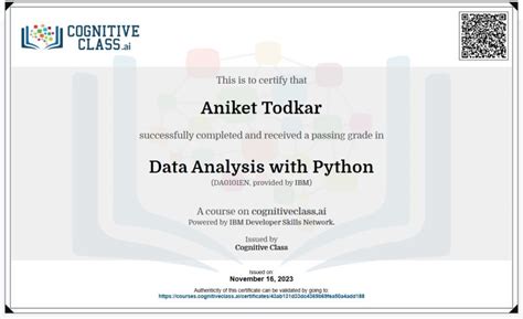 Completed Data Analysis With Python By Ibm Aniket Todkar Posted On