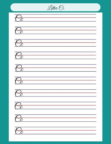Free Printable Cursive C Worksheet Cursive Writing Learning Cursive Learn To Write Cursive