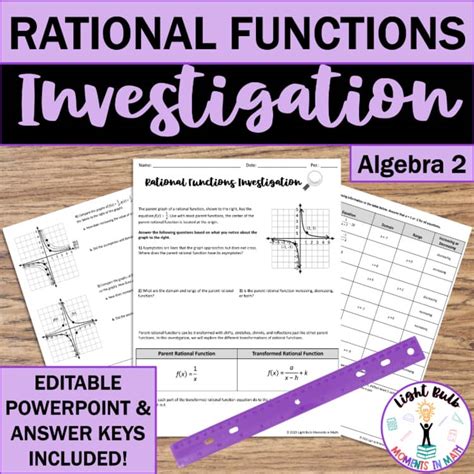 Graphing Rational Functions Guided Discovery Math Investigation Activity