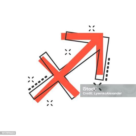 벡터 만화 스타일에서 궁수자리 조디악 아이콘 만화 점성술 기호 그림 그림 궁수자리 별자리 비즈니스 스플래시 효과 개념입니다 0