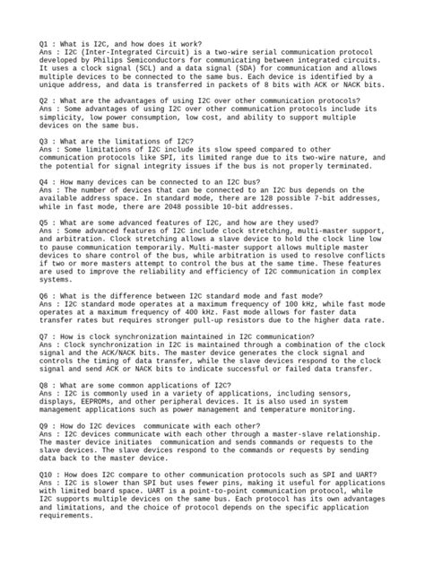 I2c Interview Questions Pdf Internet Protocols Network Protocols