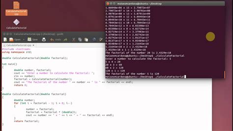 Calculate Factorial C Code Linux Youtube
