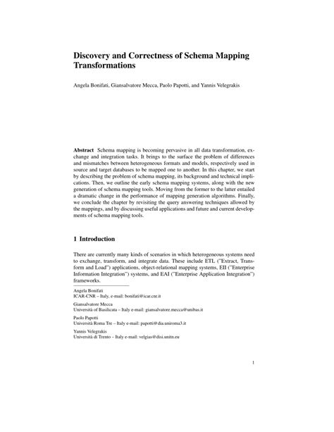Pdf Discovery And Correctness Of Schema Mapping Transformations