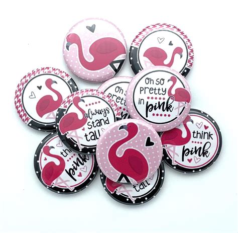 Ten Pink Flamingo Buttons Various Sizes And Back Types Great Party