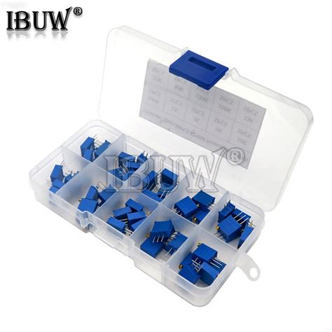 50pcs 3296w Multiturn Trimmer Potentiometer Kit High Precision 3296 Variable Resistor With Free