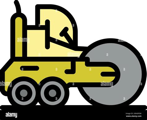 Machine Road Roller Icon Outline Machine Road Roller Vector Icon Color Flat Isolated Stock