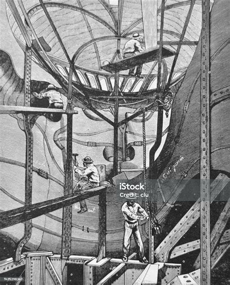 New York City Statue Of Liberty Construction 1886 Stock Illustration