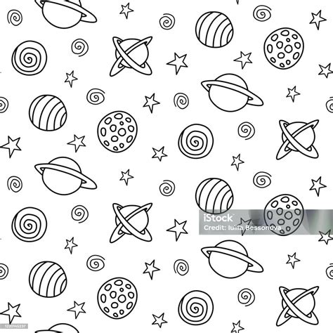 아기 매끄러운 패턴 우주에서 만화 행성과 별 벡터 우주 배경 및 질감입니다 어린이 디자인 직물 포장지 색칠 공부 벽지 섬유 의류용 0명에 대한 스톡 벡터 아트 및 기타
