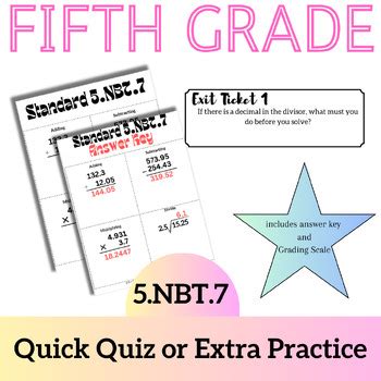NBT Add Subtract Multiply And Divide Decimals Quiz Exit Tickets