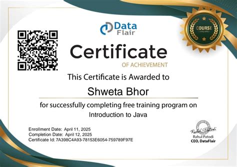 Java Programming Learningjourney Dataflair Certificateofcompletion Shweta Bhor 14 Comments