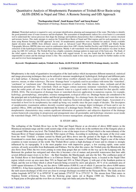 Pdf Quantitative Analysis Of Morphometric Parameters Of Trishuli River Basin Using Alos Dem