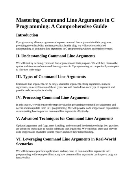 Mastering Command Line Arguments In C Programming A Comprehensive Guide
