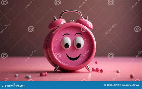Cute Cartoon Clock Smiling Waking Up With Cheerful Countdown Timer
