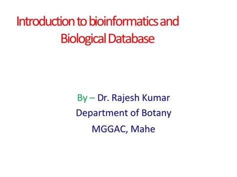 Introduction To Biological Database Ppt1pptx Databases Computer