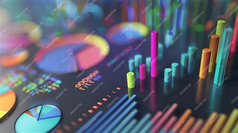 Abstract Colorful Bar Graph And Pie Charts Representing Data And Business Growth Premium Ai