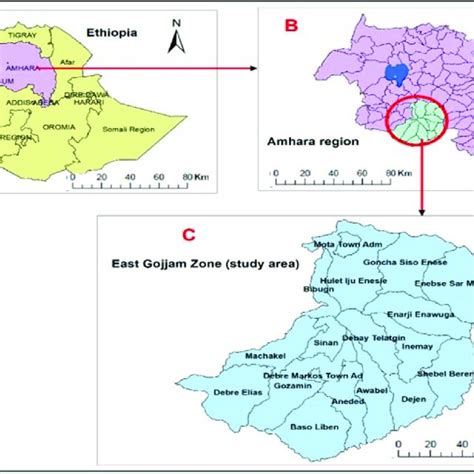 Map Of East Gojjam Zone Northwest Ethiopia 2019 Coordinates Download Scientific Diagram
