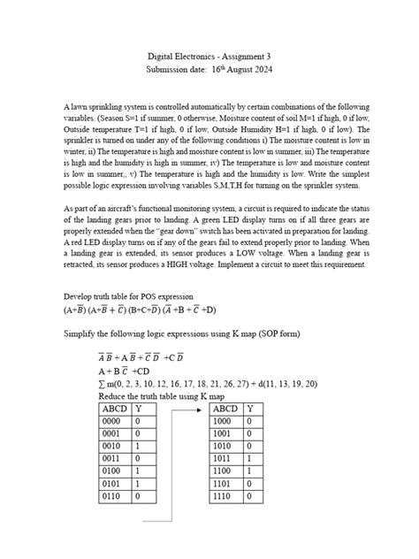Assignment 3 Minimization Using K Map Pdf Humidity Digital