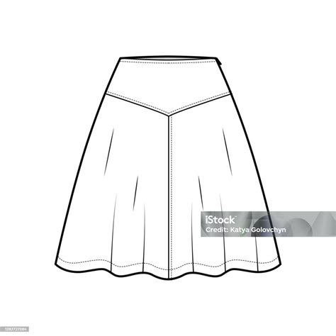 스커트 요크 테크 테크니컬 패션 일러스트와 위 무릎 길이 실루엣 반 원형 의 충만 플랫 하부 0명에 대한 스톡 벡터 아트 및 기타 이미지 Istock
