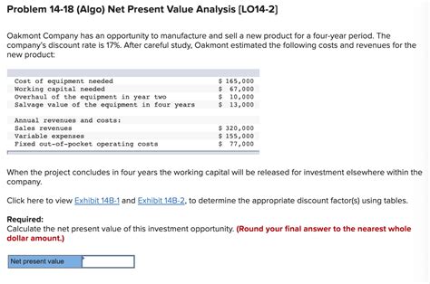 solved problem 14 18 algo net present value analysis
