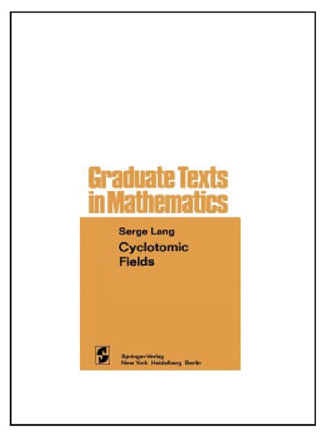 Cyclotomic Fields S Lang Pdf Download Pdf Field Mathematics Ring Mathematics