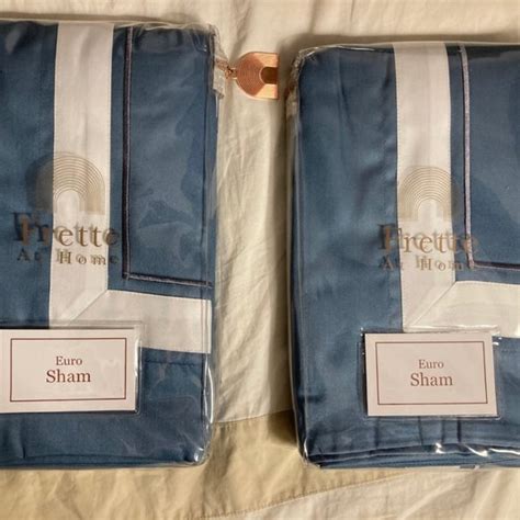 Frette Bedding Nwt Pair Luxurious Blue And White Frette Euro Shams