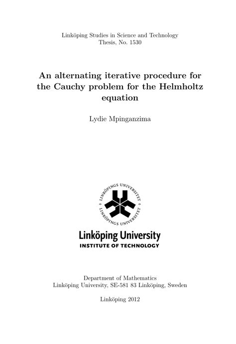 Pdf An Alternating Iterative Procedure For The Cauchy Problem For The