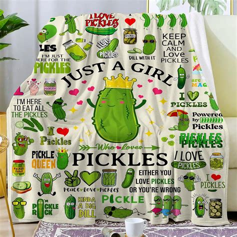 Pickle Blanket Merch Just A Girl Who Loves Pickles Blanket