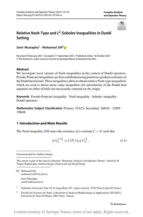Relative Nash Type And L 2 Sobolev Inequalities In Dunkl Setting Request Pdf