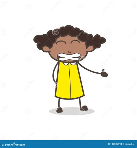 Comic African Young Girl Grimacing Face Stock Illustration