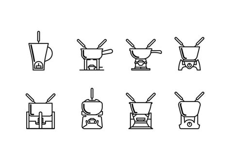 Caquelon Fondue Set Linear Icon 166307 Vector Art At Vecteezy