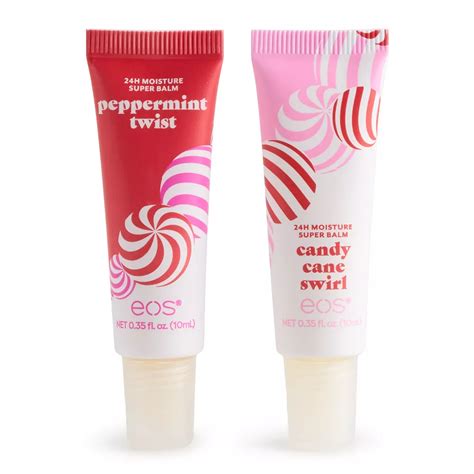 Eos Candy Cane Swirl And Peppermint Twist 24h Moisture Super Balm