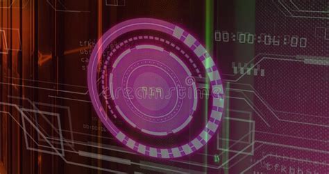 animation of scope scanning with data processing over server room stock