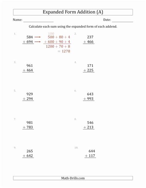 Practice 30 Easily Expanded Form Worksheets 1st Grade Simple Template Design