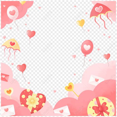 패션 귀여운 일러스트 분홍색 노란색 흰색 발렌타인 테두리노랑하얀 Png 일러스트 무료 다운로드 Lovepik