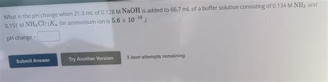 Solved What Is The PH Change When ML Of MNaOH Is Chegg Com