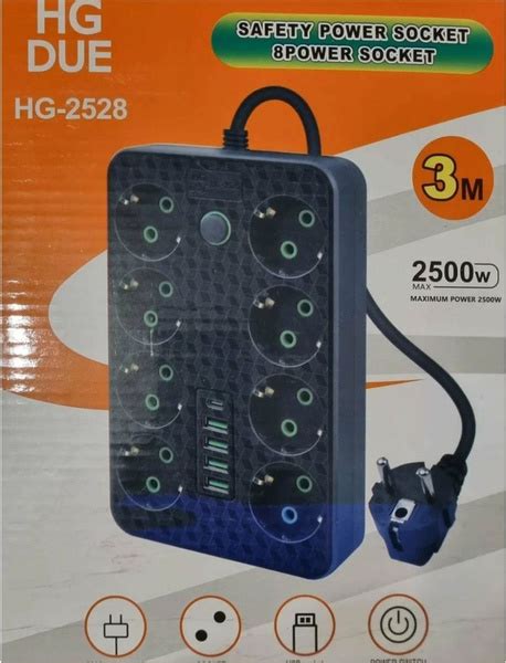 Удлинитель сетевой Сетевой фильтр с 8 розетками 4 Usb 1 Type C Многофункциональный удлинитель