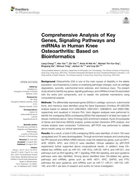 Pdf Comprehensive Analysis Of Key Genes Signaling Pathways And