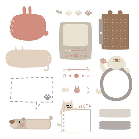 Set Of Cute Hand Drawn Doodle Text Box With Icon Speech Bubble Balloon Text Box Flat Design