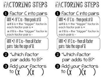 Factoring Quadratics Posters And Babe Handouts TpT
