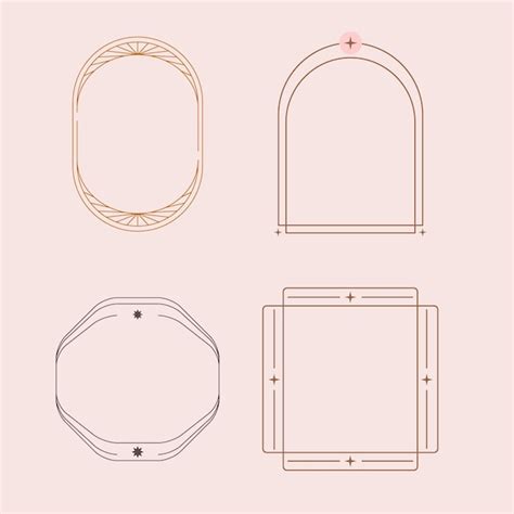 Premium Vector Collection Of Different Frames With Stars Minimalistic Linear Frames Arches
