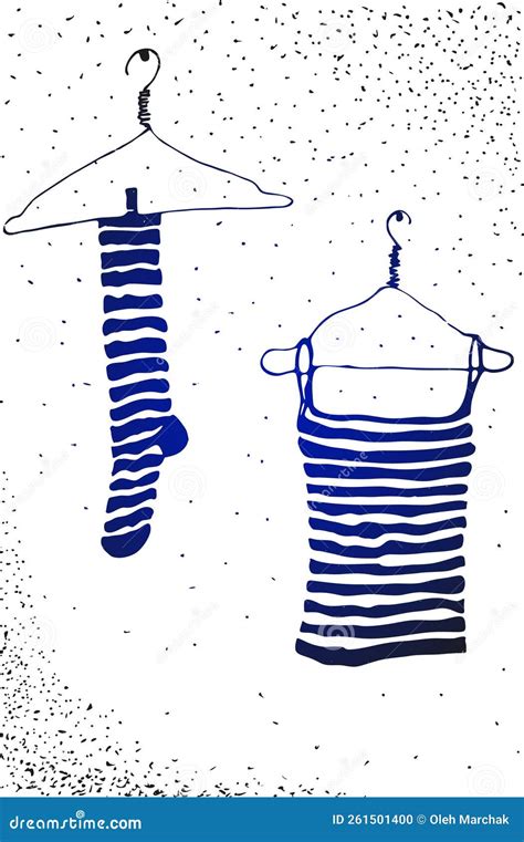 Hanging Clothes Illustration Drawing Engraving Ink Line Art Vector