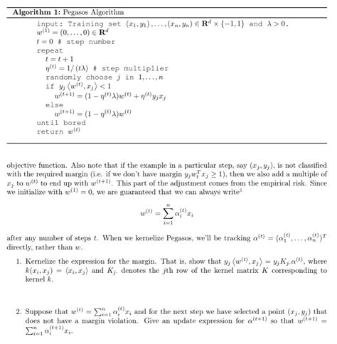 Solved 4 Kernelized Pegasos Recall The Svm Objective