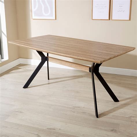 Cairo Wooden Dining Table Black Metal Legs Big Furniture Warehouse