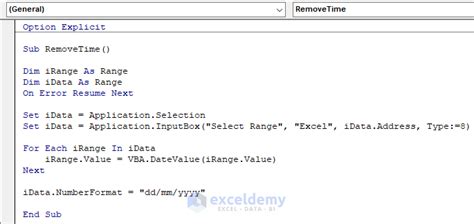 Using Vba To Remove Time From A Date In Excel 3 Methods Exceldemy