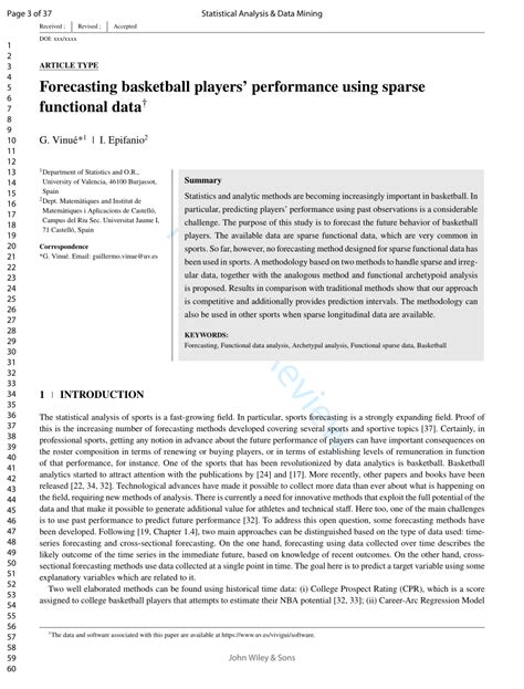 Pdf Forecasting Basketball Players Performance Using Sparse